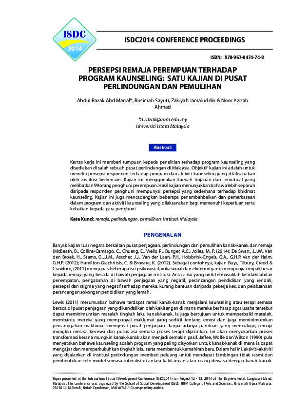 (PDF) Persepsi remaja perempuan terhadap program kaunseling: Satu ...