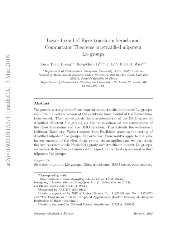 (PDF) Lower bound of Riesz transform kernels and commutator theorems on ...