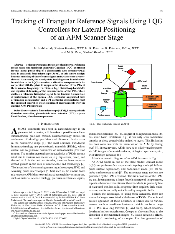 (PDF) Tracking of Triangular Reference Signals Using LQG Controllers for Lateral Positioning of ...