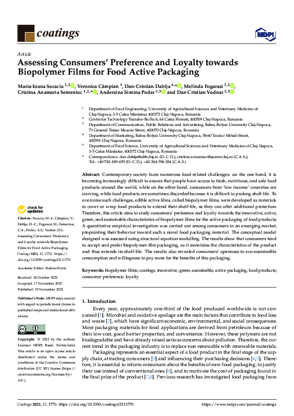 (PDF) Assessing Consumers’ Preference and Loyalty towards Biopolymer ...
