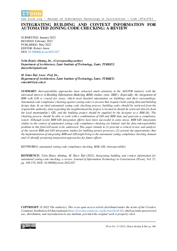 (PDF) Integrating building and context information for automated zoning code checking: a review