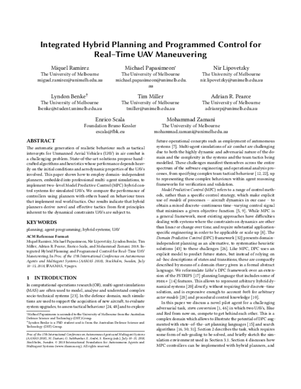 (PDF) Integrated Hybrid Planning and Programmed Control for Real Time UAV Maneuvering