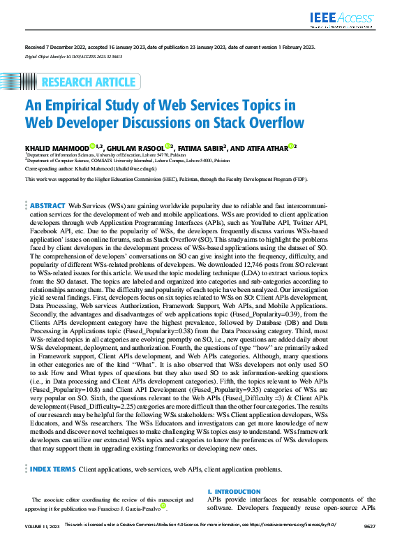 (PDF) An Empirical Study of Web Services Topics in Web Developer Discussions on Stack Overflow