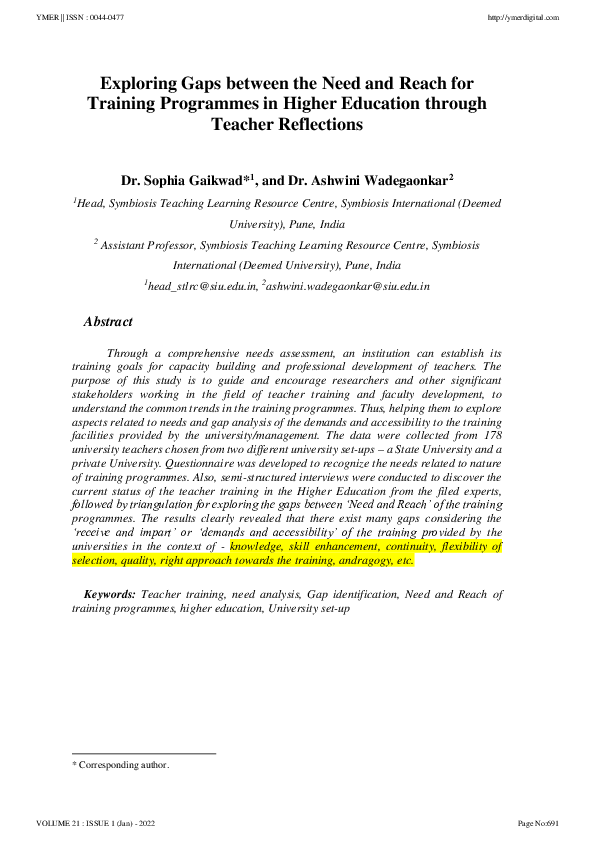 (PDF) Exploring Gaps between the Need and Reach for Training Programmes ...