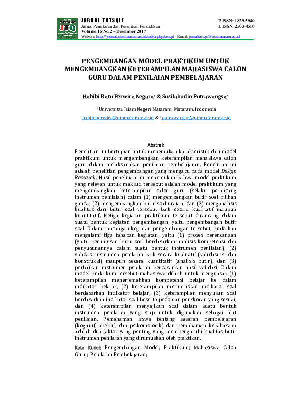 (PDF) Pengembangan Model Praktikum Untuk Mengembangkan Keterampilan Mahasiswa Calon Guru Dalam ...