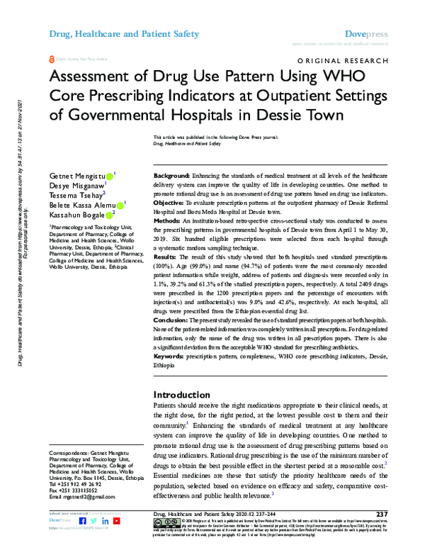 (PDF) Assessment of Drug Use Pattern Using WHO Core Prescribing ...