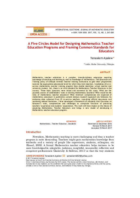 (PDF) A Five Circles Model for Designing Mathematics Teacher Education ...