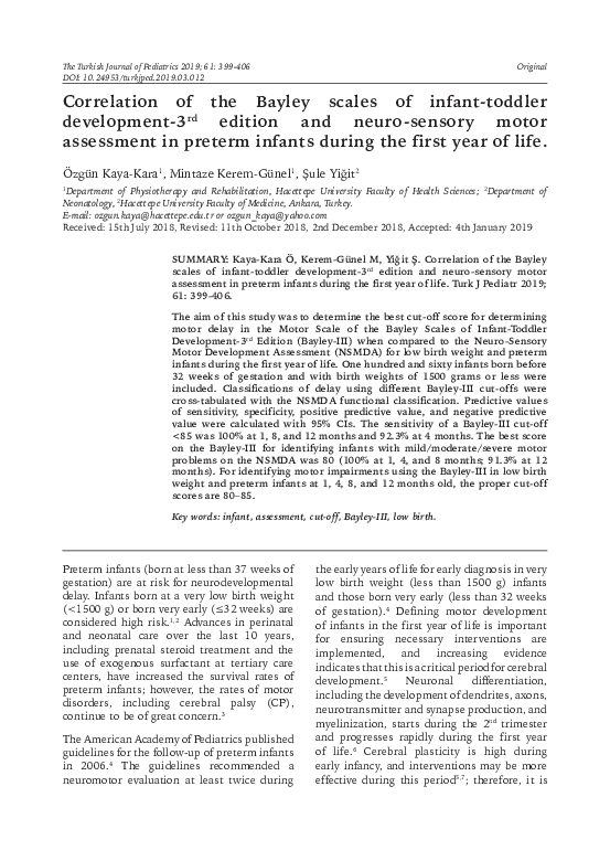 (PDF) Correlation of the bayley scales of infant-toddler development ...