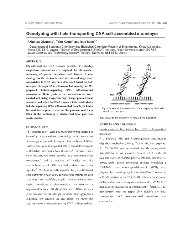 (PDF) Genotyping with hole-transporting DNA self-assembled monolayer