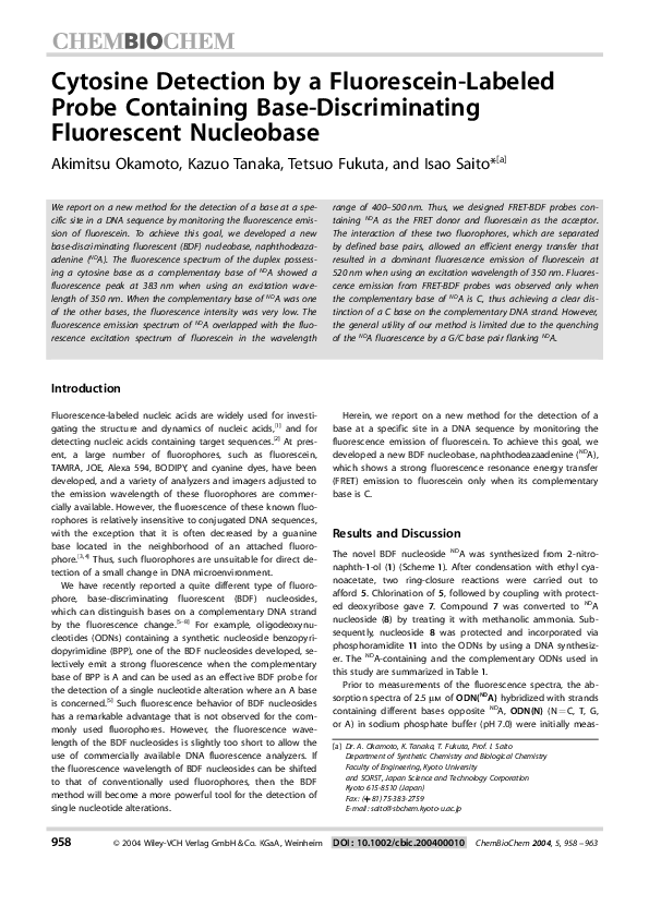 (PDF) Cytosine Detection by a Fluorescein-Labeled Probe Containing Base-Discriminating ...