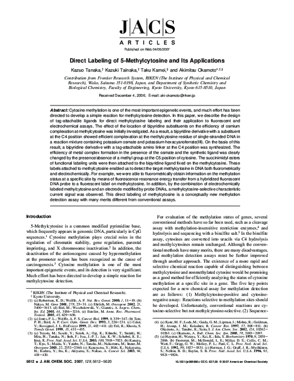 (PDF) Direct Labeling of 5-Methylcytosine and Its Applications