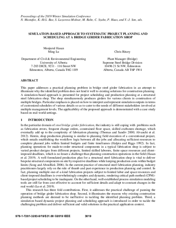 (PDF) Simulation-based Approach to Systematic Project Planning and Scheduling at a Bridge Girder ...