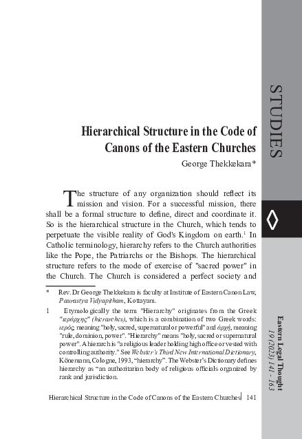 (PDF) Hierarchical Structure in the Code of Canons of the Eastern Churches