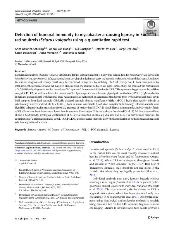 (PDF) Detection of humoral immunity to mycobacteria causing leprosy in ...