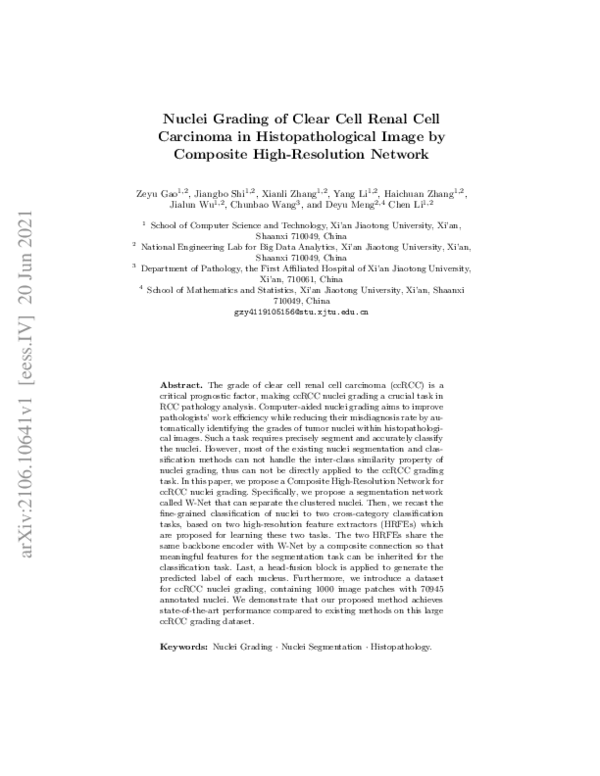(PDF) Nuclei Grading of Clear Cell Renal Cell Carcinoma in ...