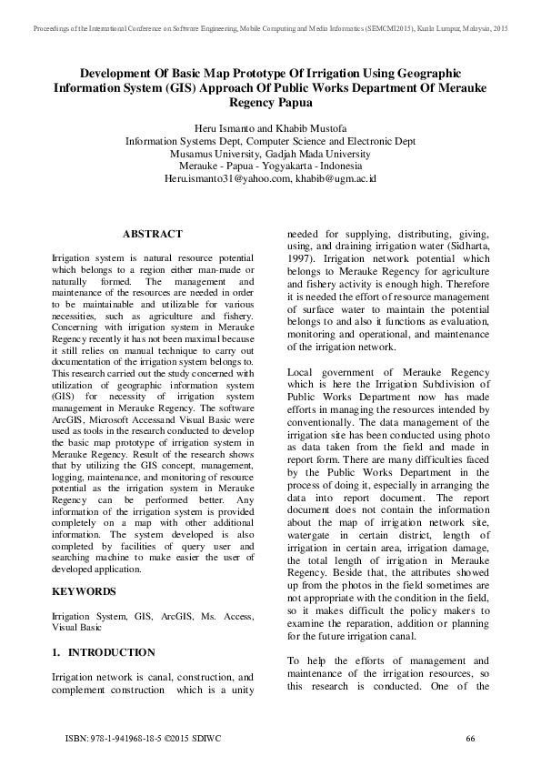 (PDF) Development of Basic Map Prototype of Irrigation using Geographic ...