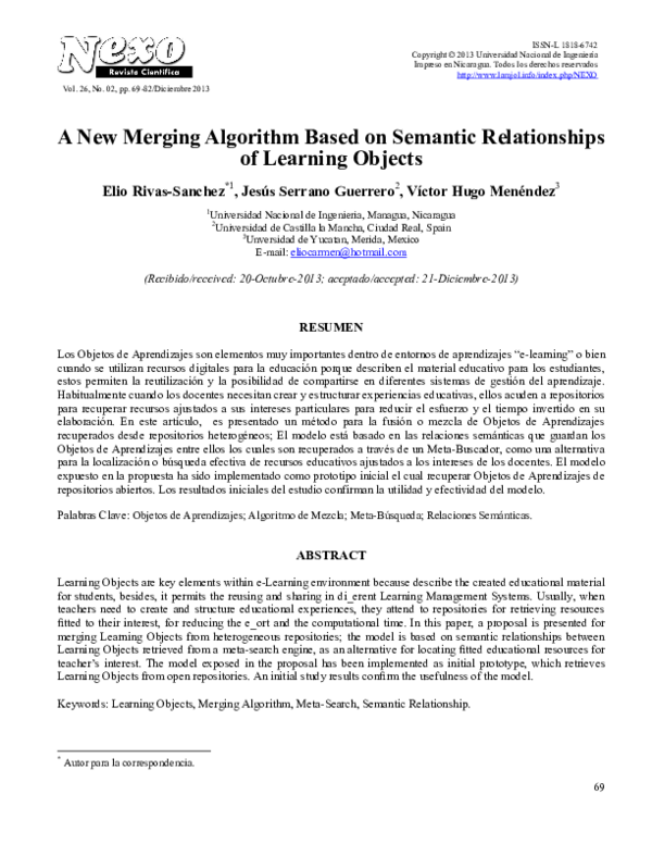 (PDF) A New Merging Algorithm Based on Semantic Relationships of Learning Objects
