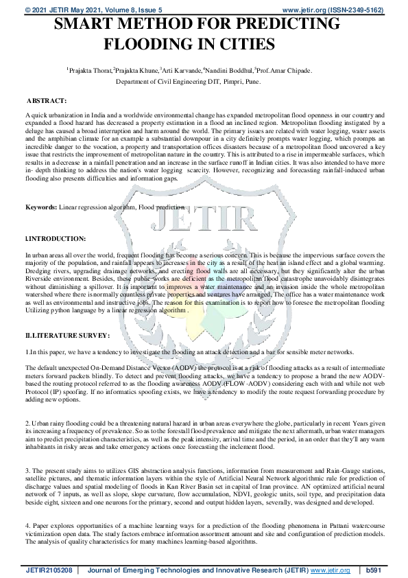 (PDF) Smart method for predicting flooding in cities