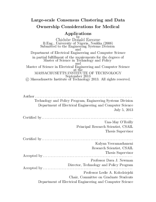 (PDF) Large-scale consensus clustering and data ownership considerations for medical applications