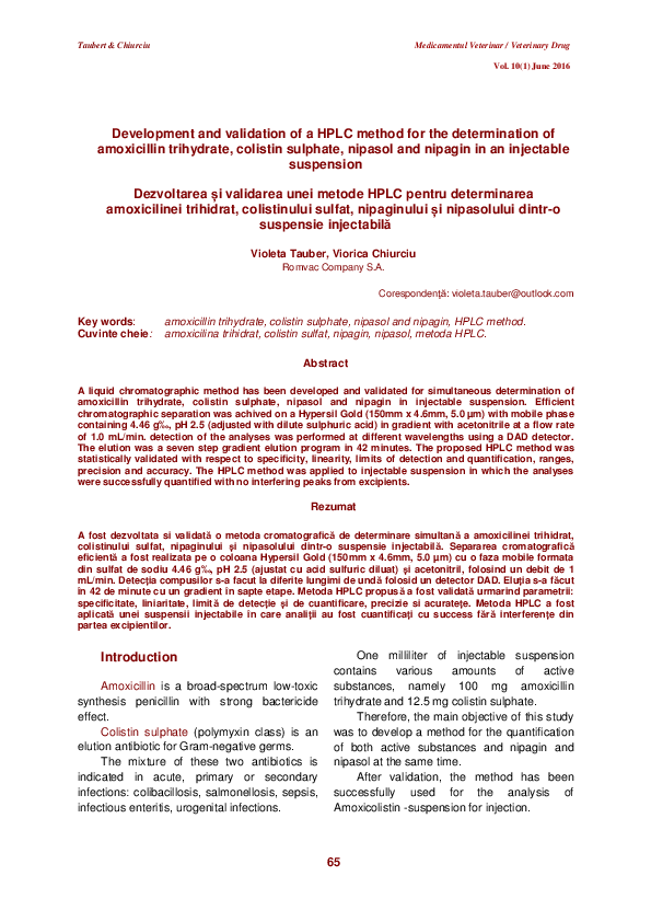 (PDF) Development and validation of a HPLC method for the determination of amoxicillin ...