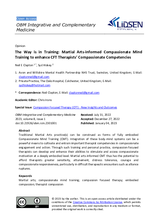 (PDF) The Way is in Training: Martial Arts-informed Compassionate Mind ... (PDF) The Way is in Training: Martial Arts-informed Compassionate Mind ...
