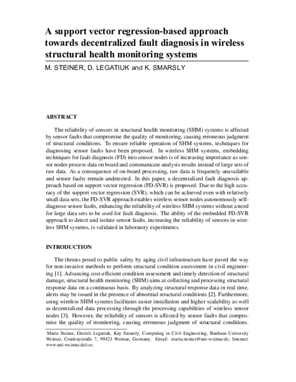 Pdf A Support Vector Regression Based Approach Towards Decentralized