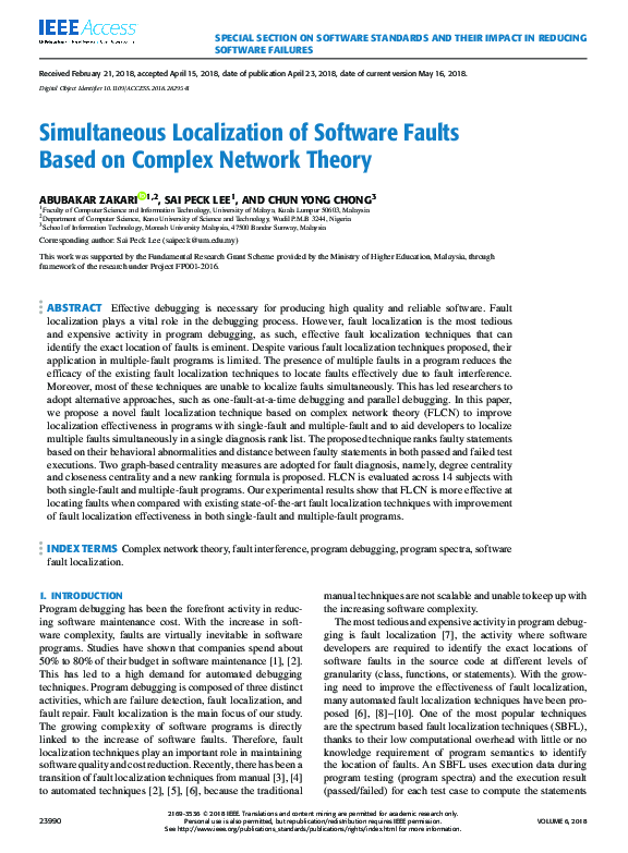 (PDF) Simultaneous Localization of Software Faults Based on Complex ...