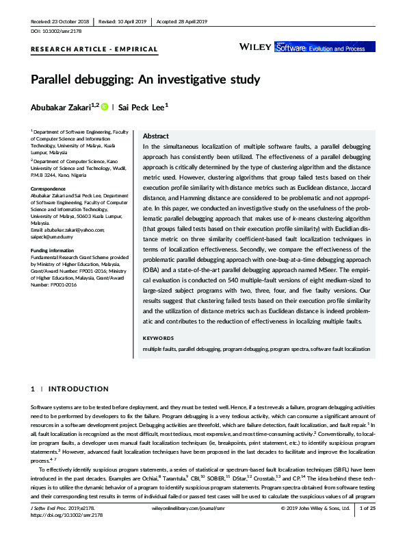 (PDF) Parallel debugging: An investigative study