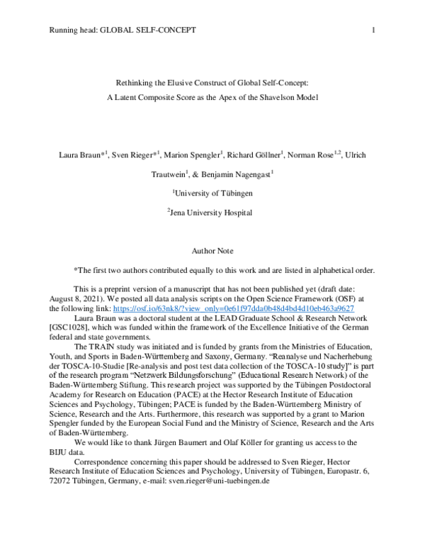 (PDF) Rethinking the elusive construct of global self-concept: A latent ...
