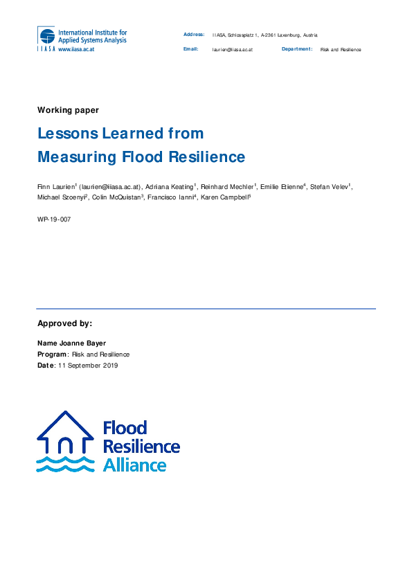 (PDF) Lessons Learned from Measuring Flood Resilience