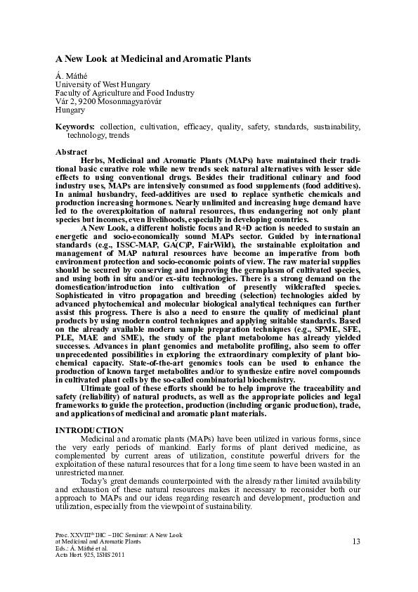 (PDF) A New Look at Medicinal and Aromatic Plants