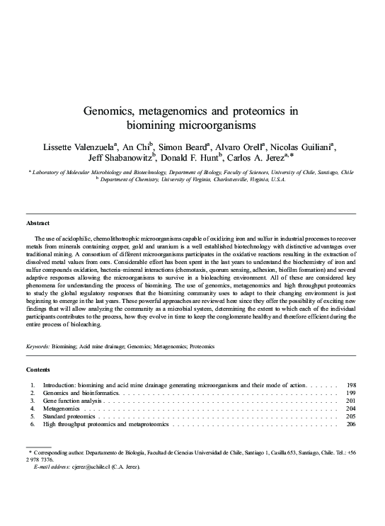 (PDF) Genomics, metagenomics and proteomics in biomining microorganisms