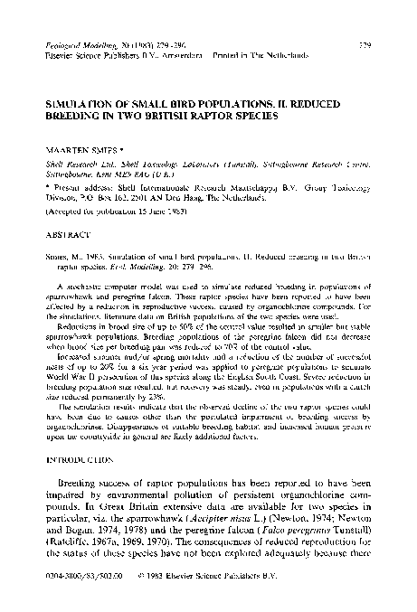 (PDF) Simulation of small bird populations. II. Reduced breeding in two ...