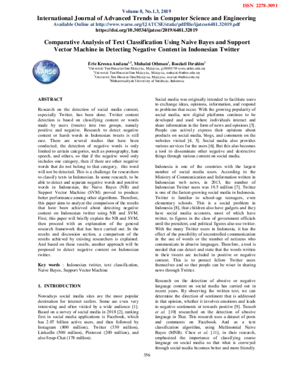 (PDF) Comparative Analysis of Text Classification Using Naive Bayes and Support Vector Machine ...