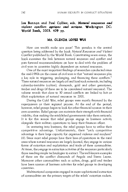 (PDF) Book Review: Ian Bannon and Paul Collier, eds. Ian Bannon and ...