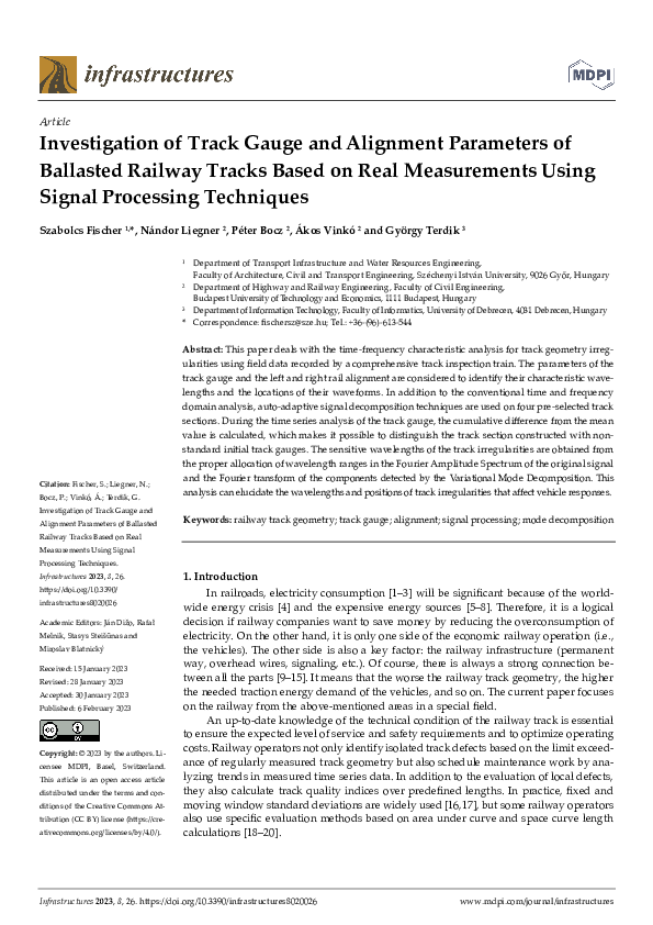 (PDF) Investigation of Track Gauge and Alignment Parameters of ...
