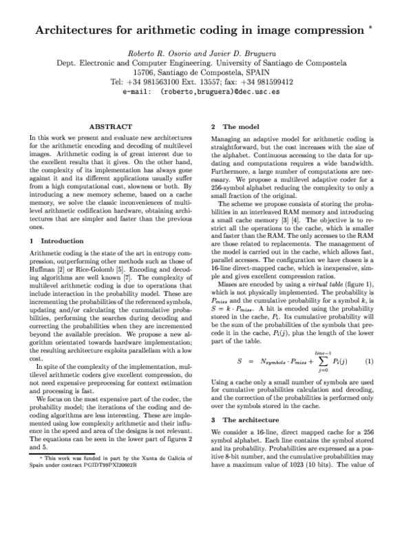 Pdf Architectures For Arithmetic Coding In Image Compression 8388
