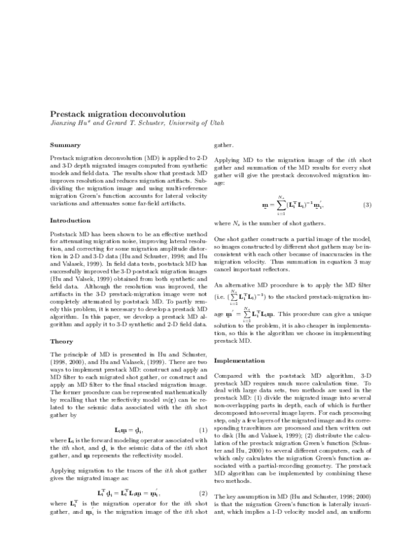 (PDF) Prestack migration deconvolution