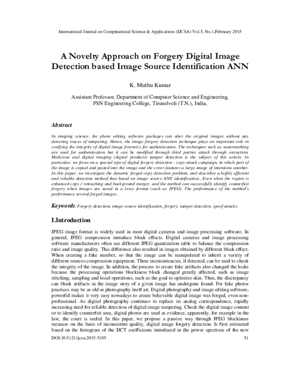 Pdf A Novelty Approach On Forgery Digital Image Detection Based Image