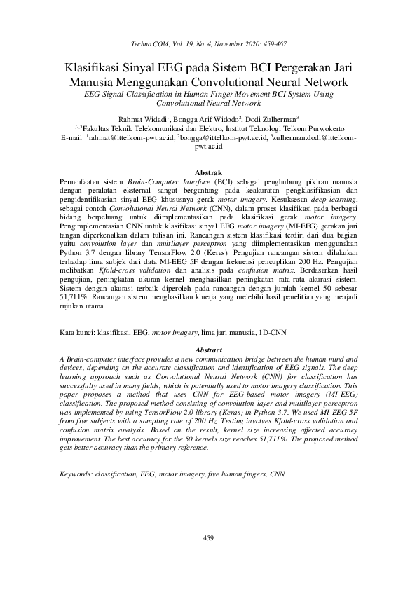 (PDF) Klasifikasi Sinyal EEG pada Sistem BCI Pergerakan Jari Manusia Menggunakan Convolutional ...