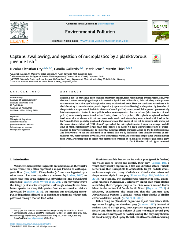 (PDF) Capture, swallowing, and egestion of microplastics by a ...