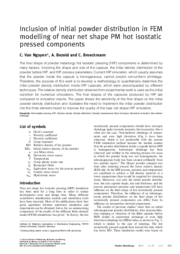 (PDF) Inclusion of initial powder distribution in FEM modelling of near ...