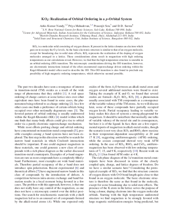 (PDF) KO2: Realization of Orbital Ordering in ap-Orbital System