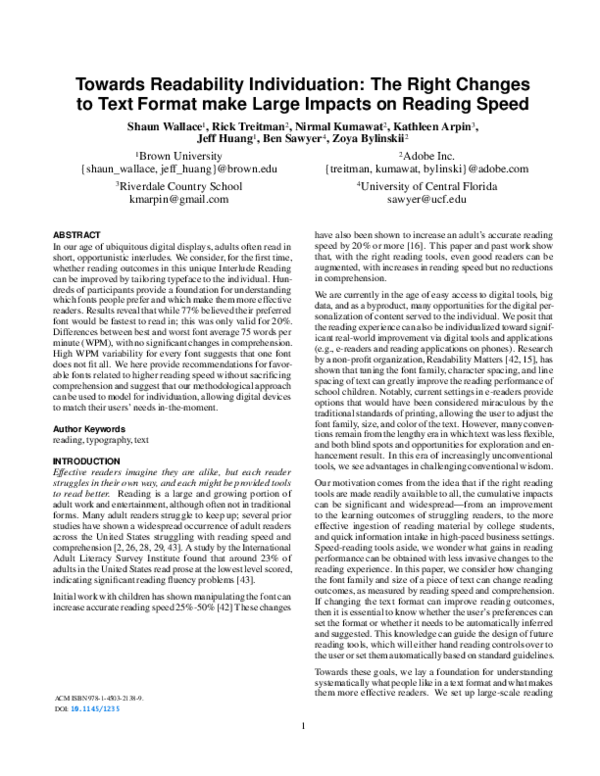 (PDF) Towards Readability Individuation: The Right Changes to Text ...