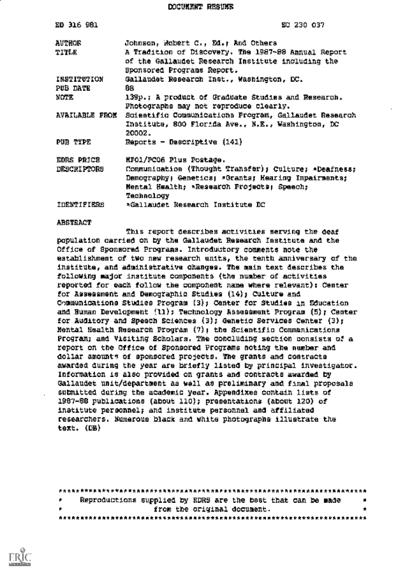 (PDF) A Tradition of Discovery. The 1987-88 Annual Report of the ...