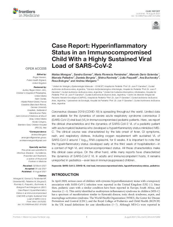 (PDF) Case Report: Hyperinflammatory Status in an Immunocompromised ...