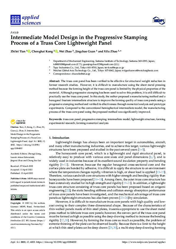 (PDF) Intermediate Model Design in the Progressive Stamping Process of ...