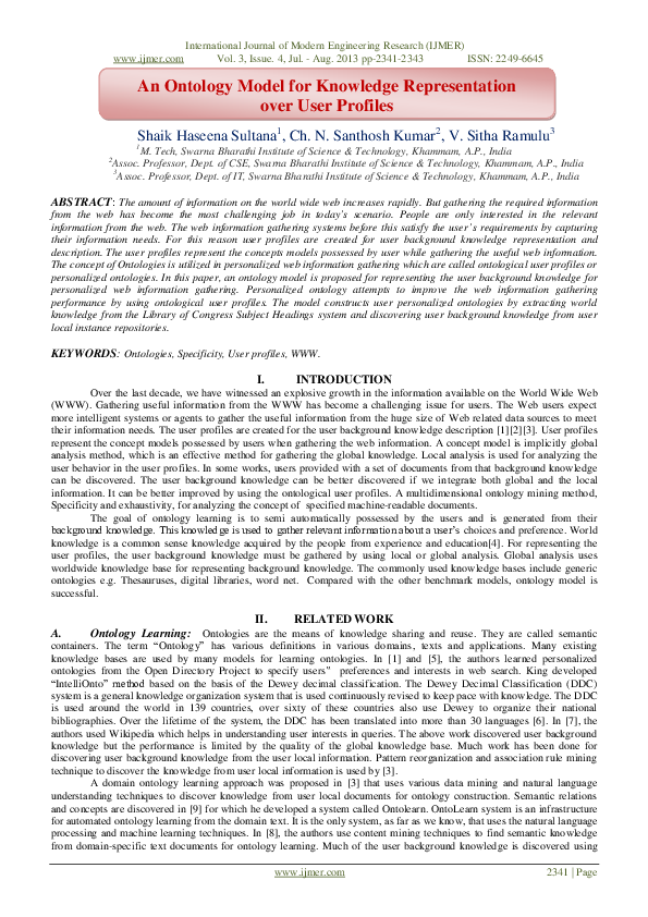 (PDF) An Ontology Model for Knowledge Representation over User Profiles