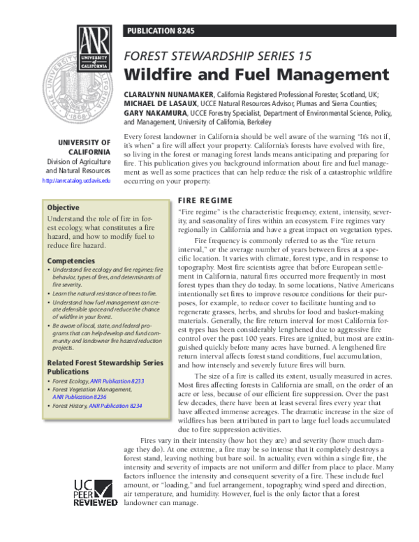 (PDF) Wildfire and Fuel Management