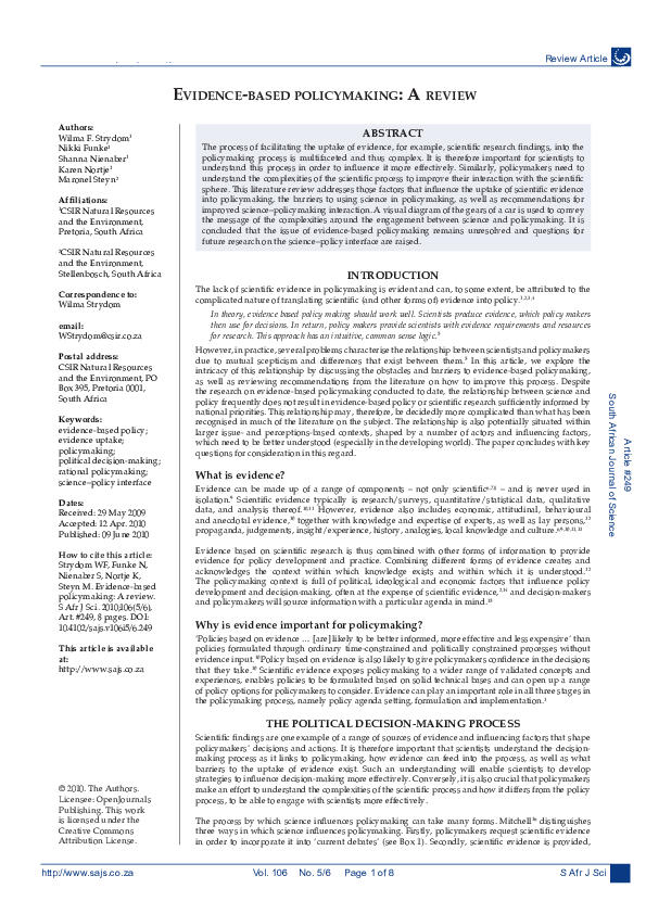 (PDF) Evidence-based policymaking: A review